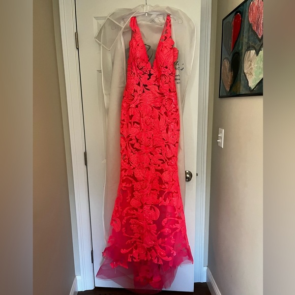 Jovani | Dresses | Dazzling Hot Pink And Lace Jovani | Poshmark